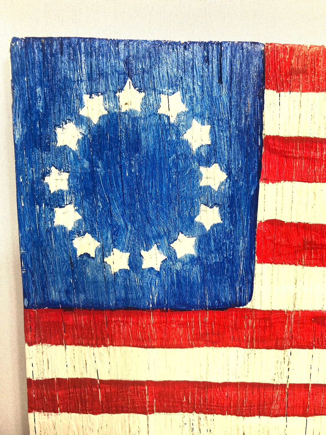 Americana Wood Folk Art Hand Painted Flag Decor - Etsy