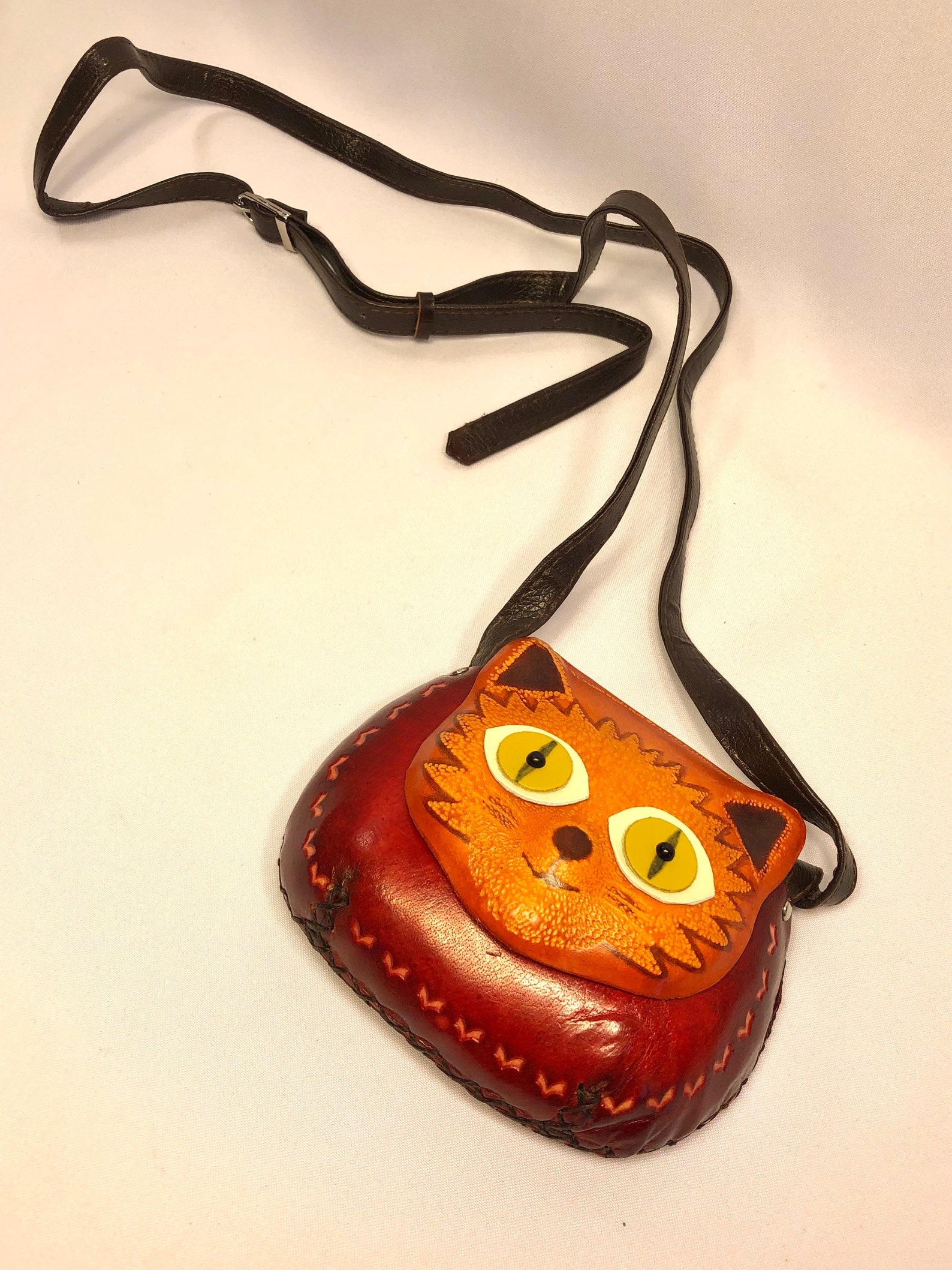 Leather Cat Handcrafted Purse - Shoulder Strap-kid Purse - Etsy