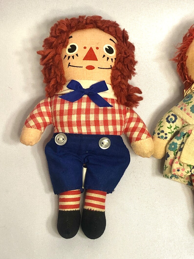 Vintage Raggedy Andy and Ann Mini Dolls - Etsy