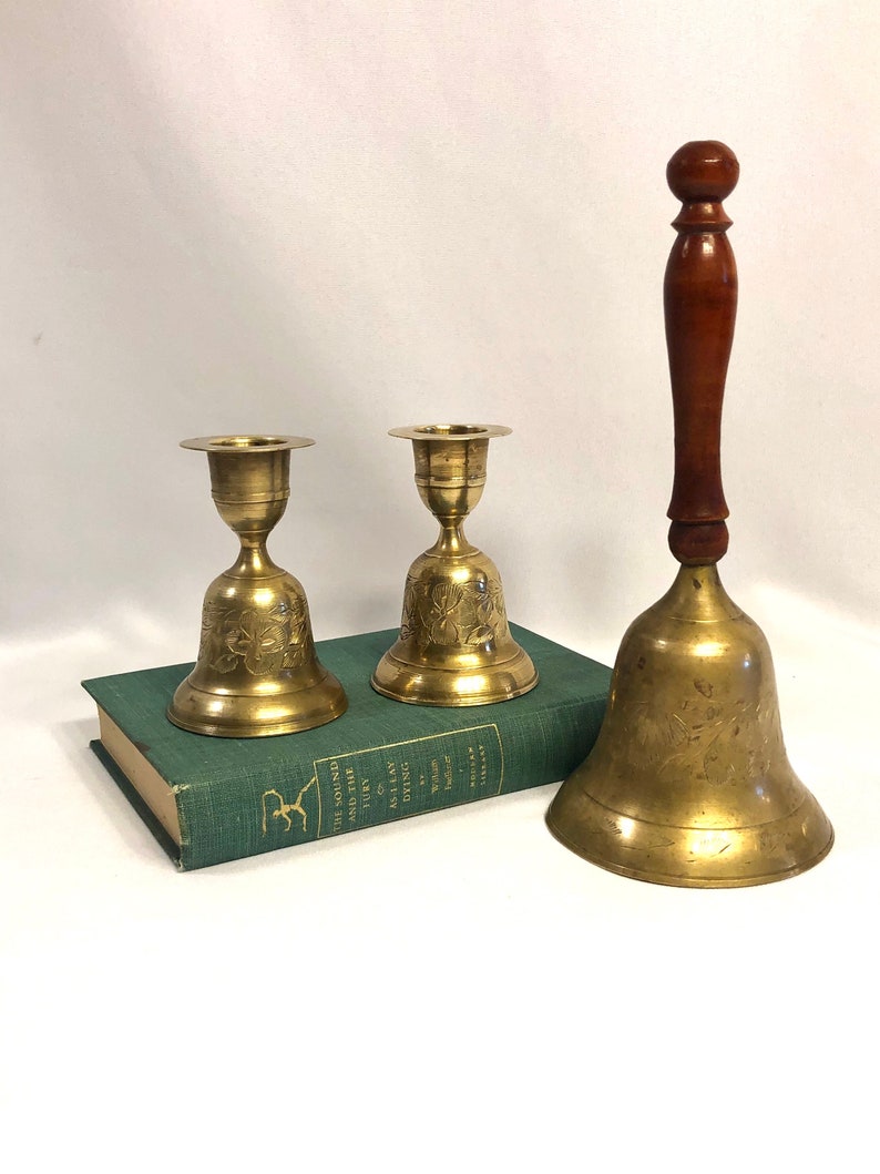 Brass Bell Ringer and Bell Candleholder Pair - Etsy