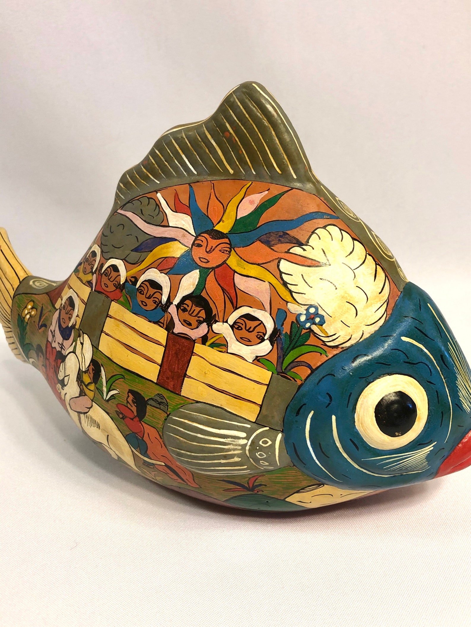 Mexican Talavera Fish Figure -vintage Ceramic Terra-cotta Hand Painted ...