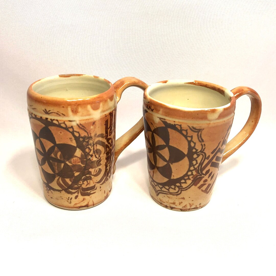 Mugs Ceramic Porcelain Geometric Designs - Set of 2 - Etsy