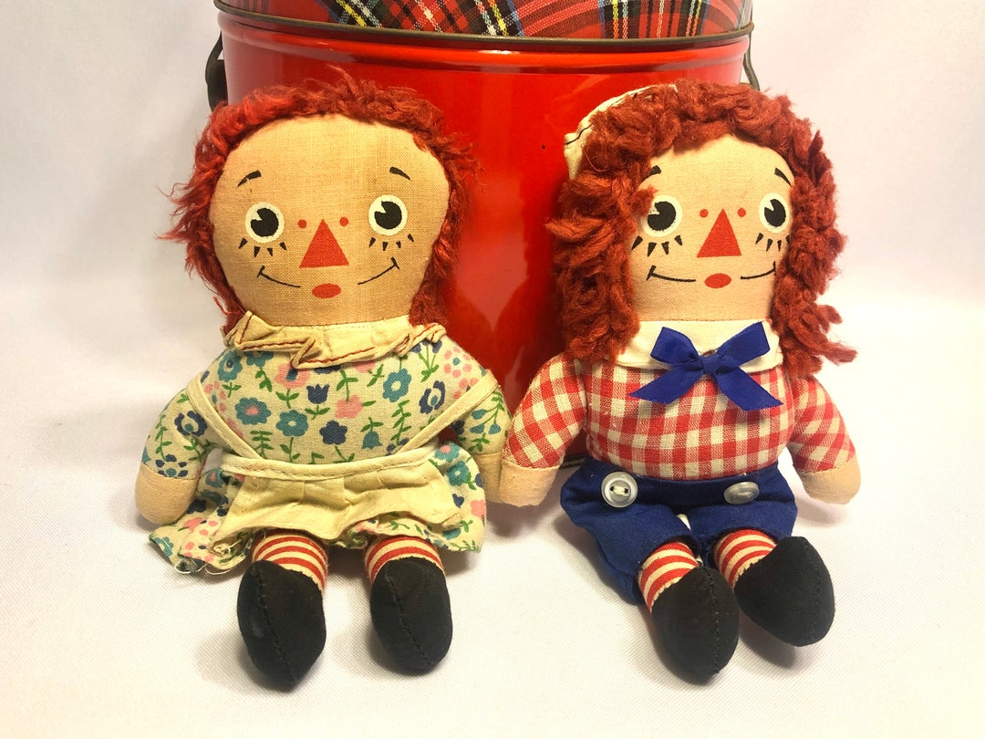 Vintage Raggedy Andy and Ann Mini Dolls - Etsy