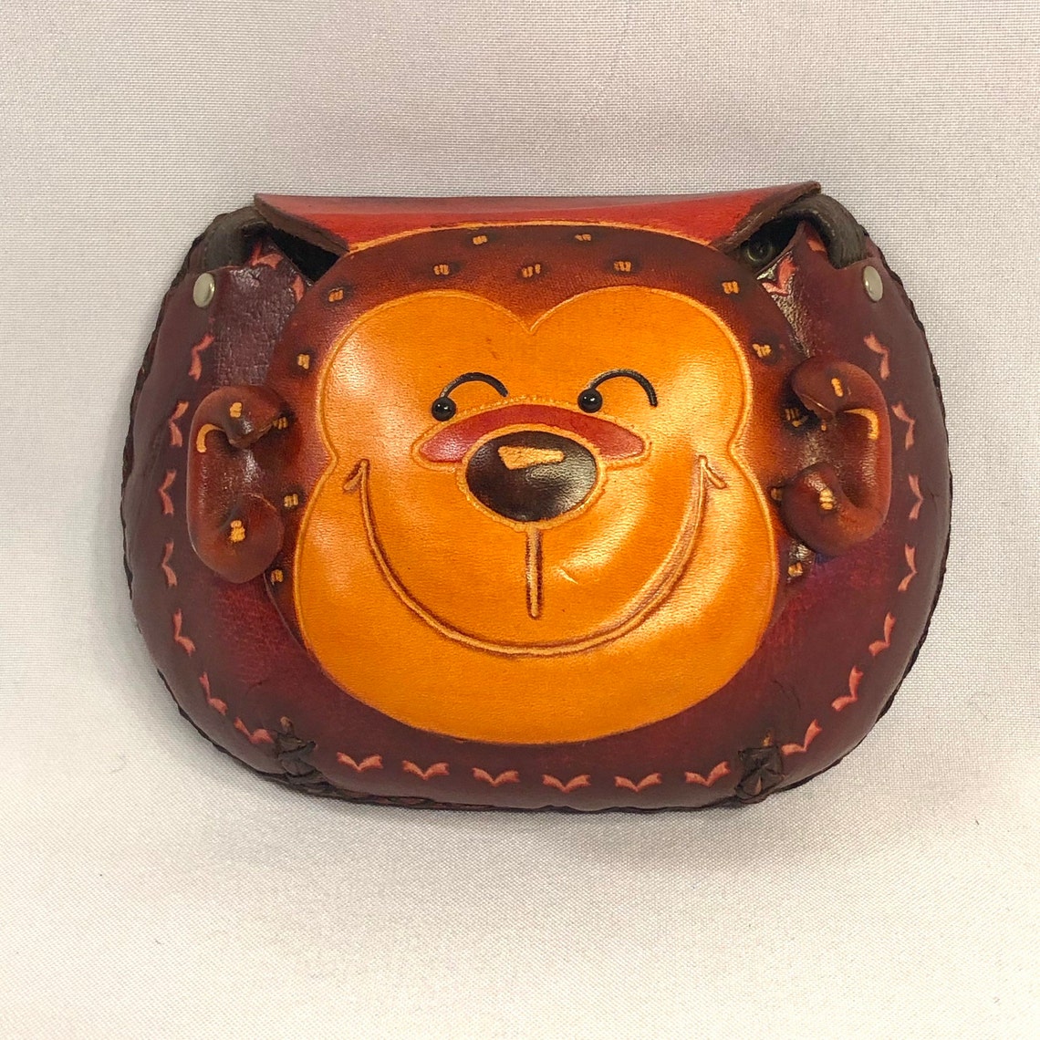 Leather Purse Monkey Design Handmade - Etsy