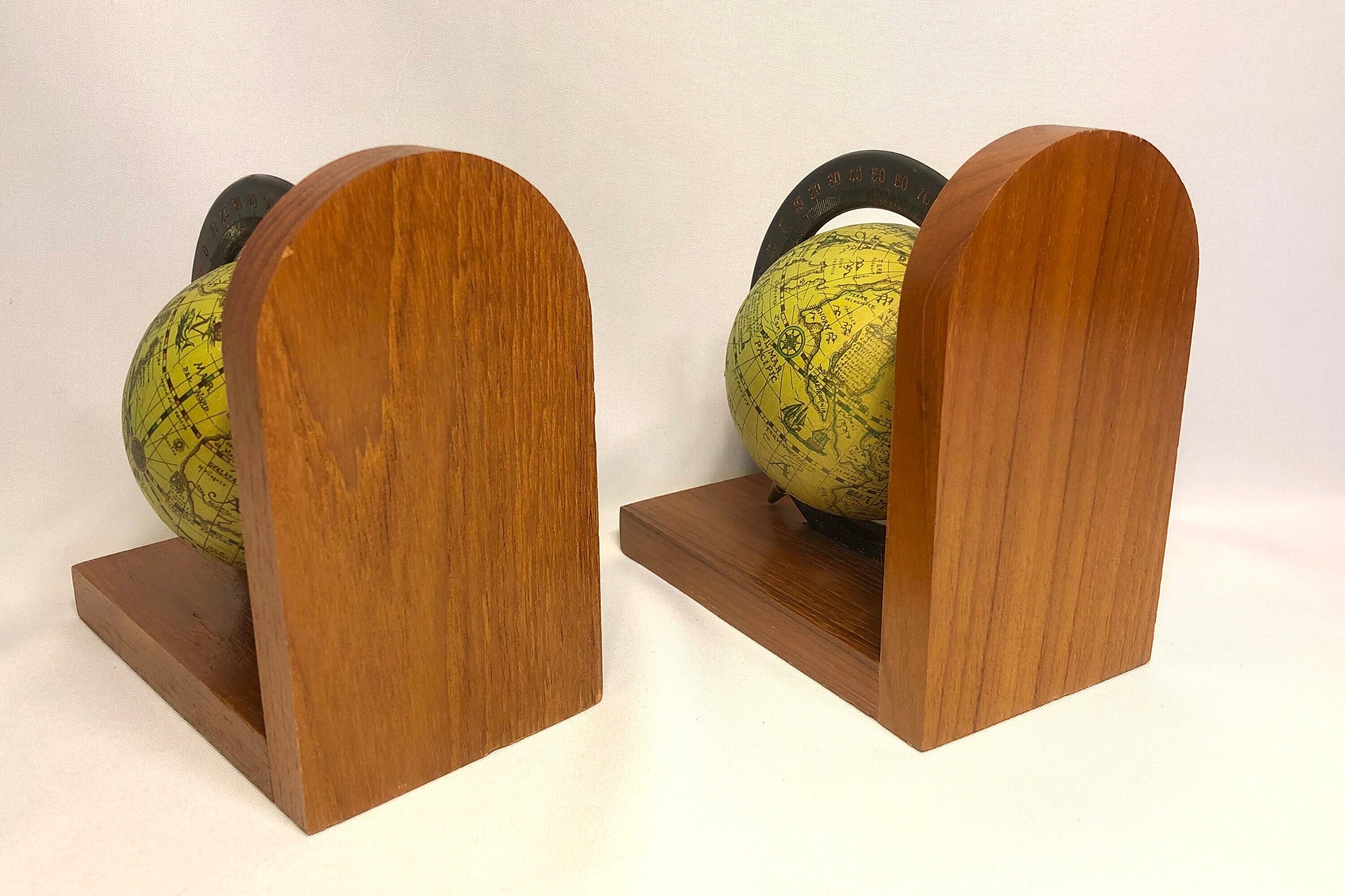 Mini Globe Bookends With Wood Stands - Etsy