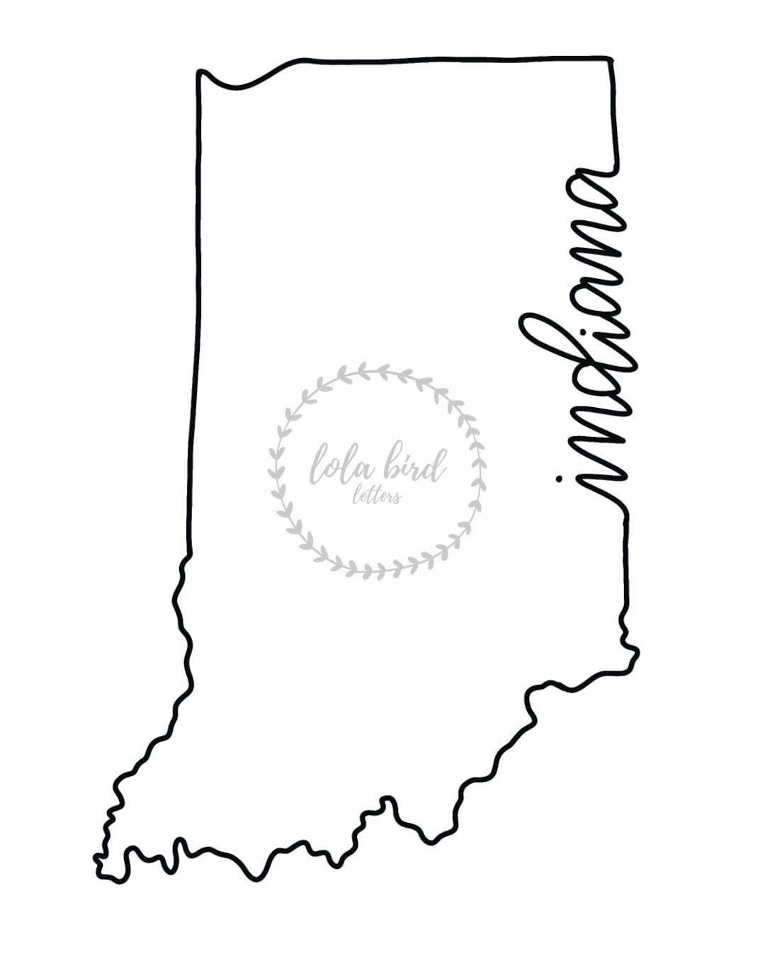 Indiana Outline, Hand Lettered, Digital Print, Instant Download - Etsy