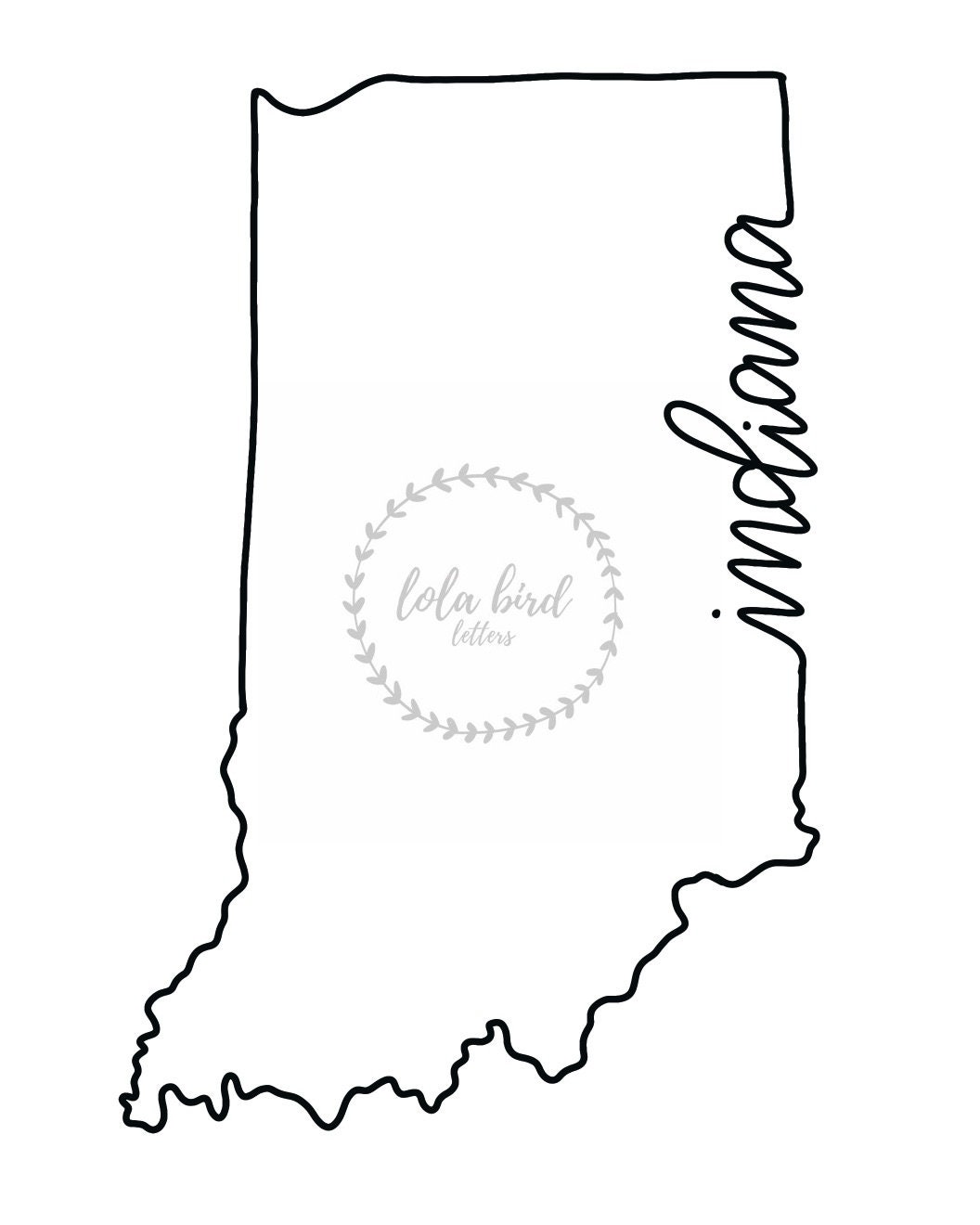 Indiana Outline, Hand Lettered, Digital Print, Instant Download - Etsy ...