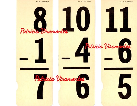 Subtraction Flash Cards Digital Kit - Etsy