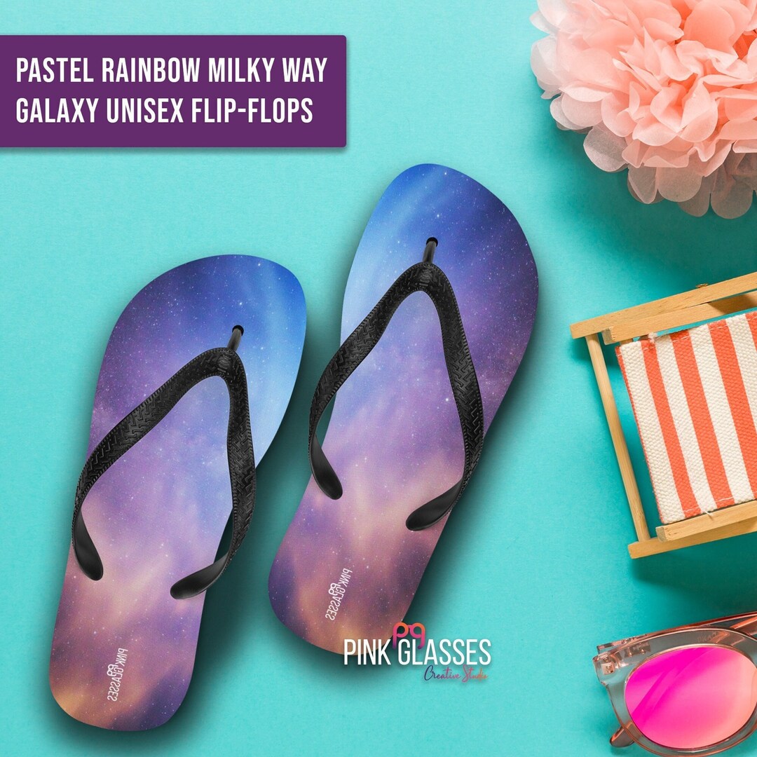 Pastel Rainbow Milky Way Galaxy Flip-flops Celestial Night - Etsy
