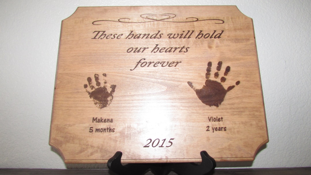 Keepsake Handprints Plaque, Your Child's Handprints Laser Engraved, - Etsy