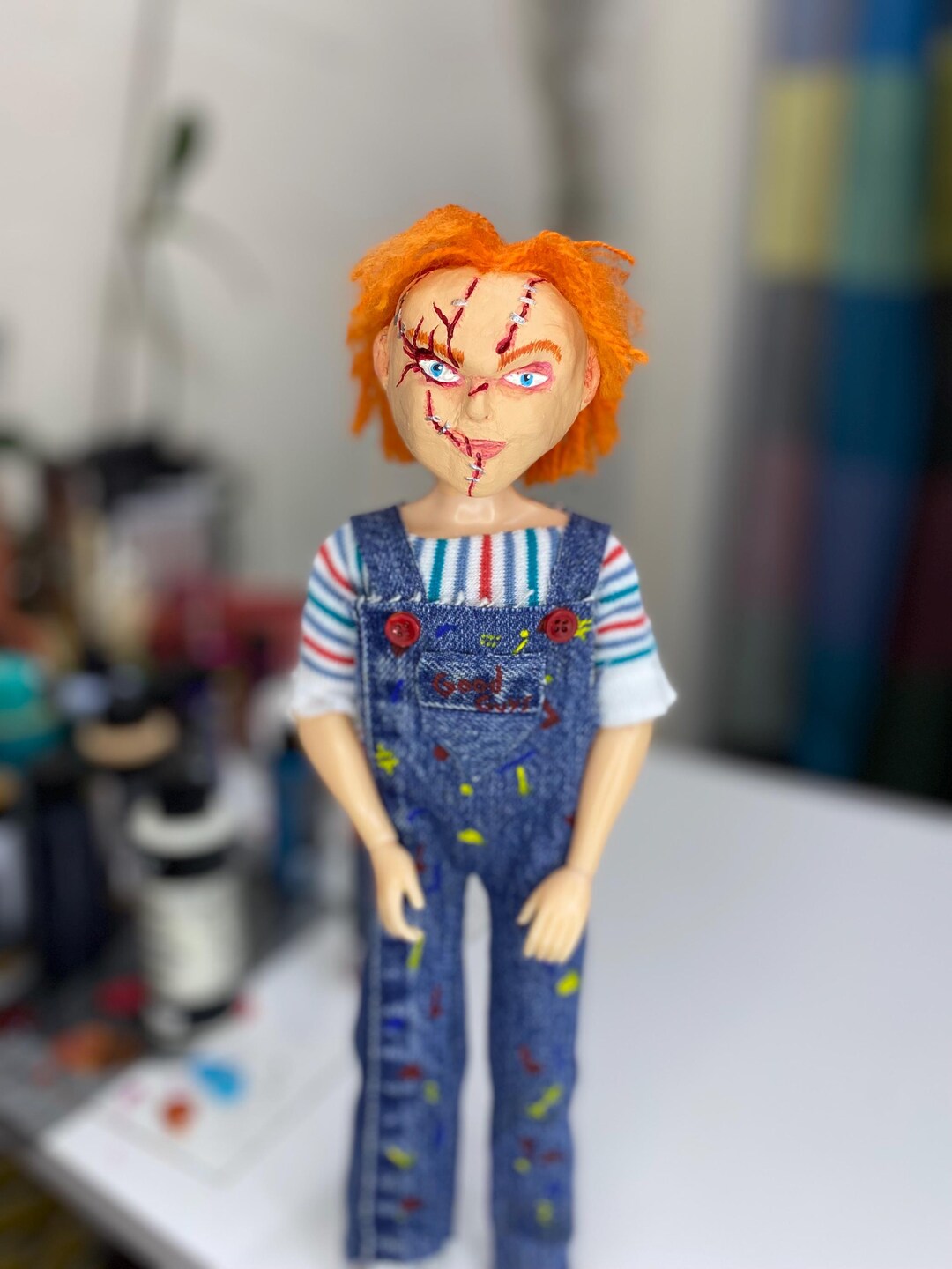 Creepy Cute Chucky Doll, Handcrafted Horror Figurine Perfect Fan Gift ...