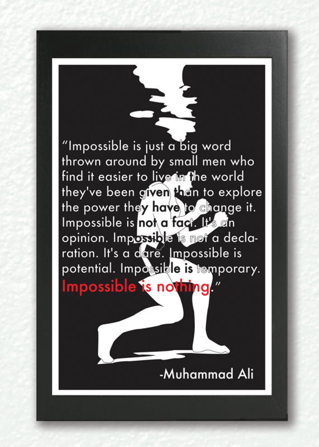 Muhammad Ali Poster , Black &white Poster, Quote Print, Inspirational ...