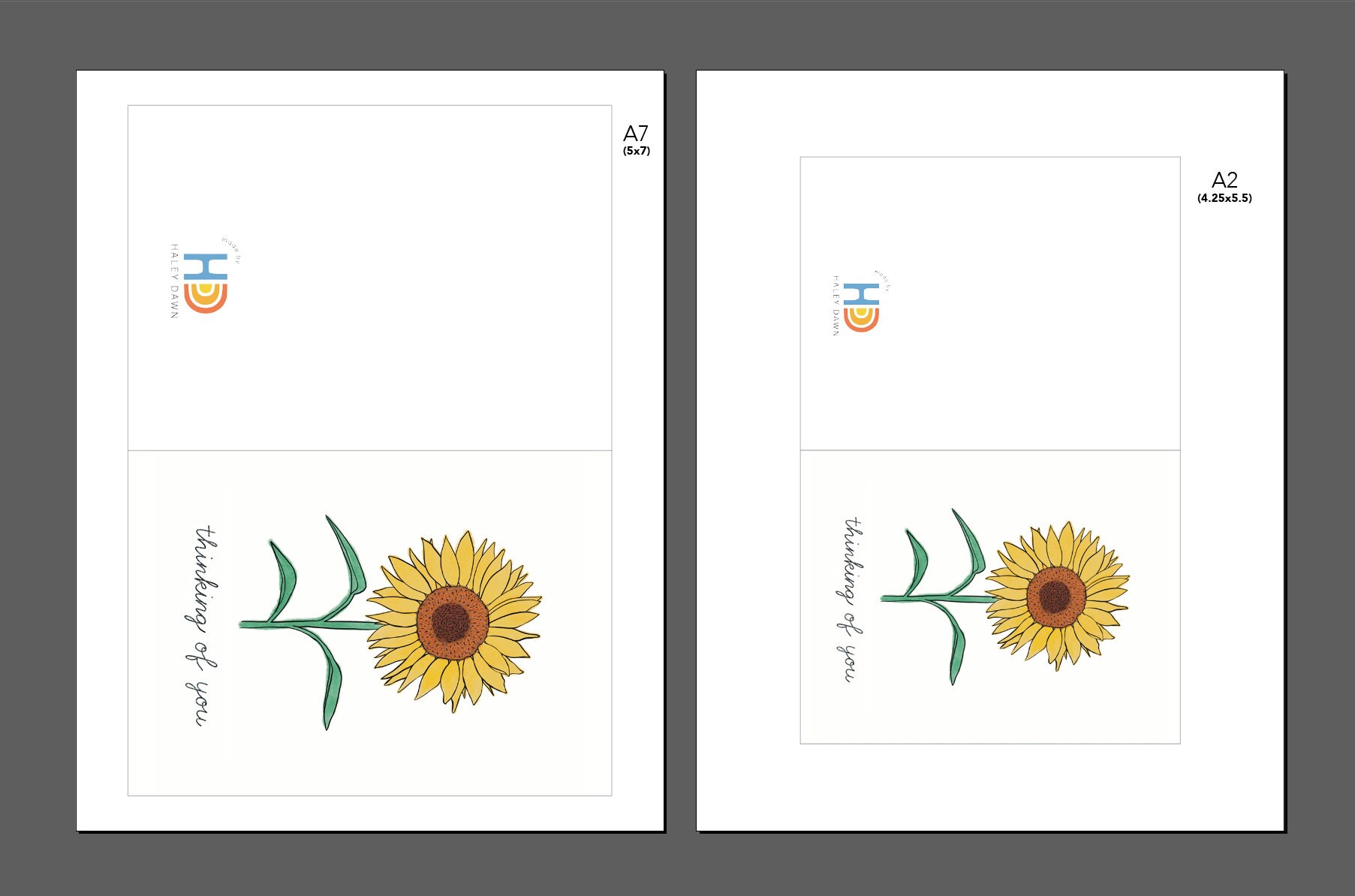 Printable Sunflower Thinking of You Card - PDF Downloads - 2 Sizes ...