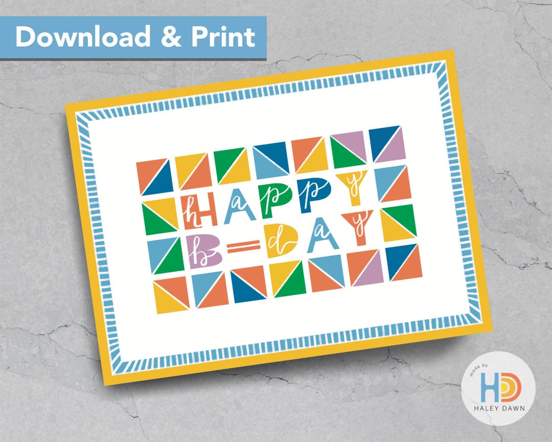 Printable Birthday Card - PDF Downloads - 2 Sizes! // Fun and Colorful ...