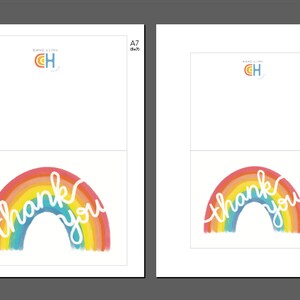 Printable Rainbow Thank You Card - PDF Downloads - 2 Sizes! // Cute and ...