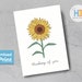 Printable Sunflower Thinking of You Card PDF Downloads 2 Sizes // Blank ...