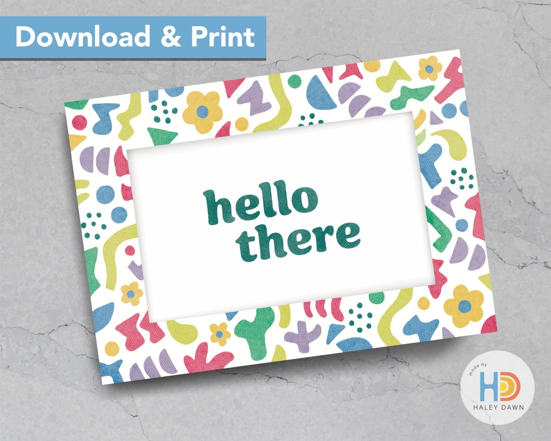 Printable Hello There Card - PDF Downloads - 2 Sizes! // Colorful and ...