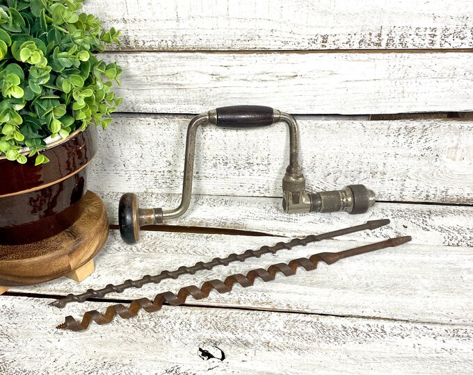 Vintage Hand Drill With Drill Bits Vintage Hand Tool - Etsy