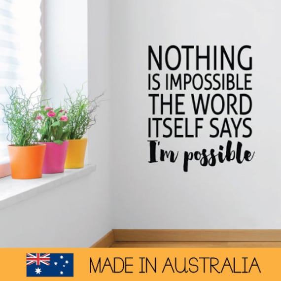 Nothing is Impossible Removable Wall Decal Sticker MS017VC | Etsy Australia
