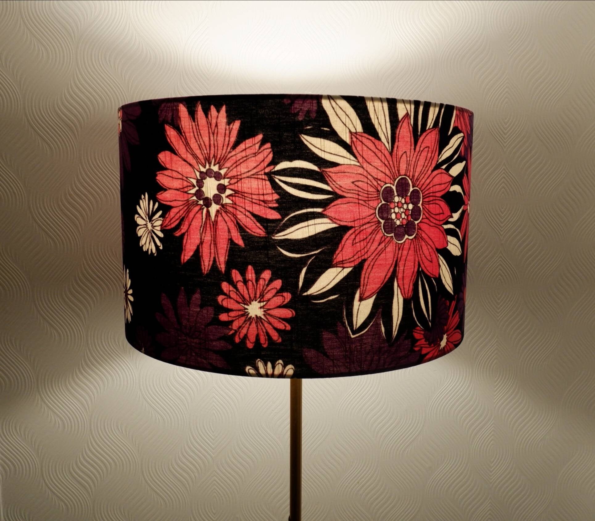 70s flower power lampshade. Funky lampshade Purple pink and | Etsy