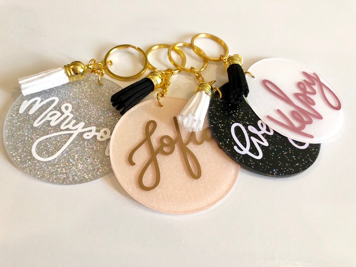 Personalized Glitter Keychain Monogram Keychain Custom - Etsy
