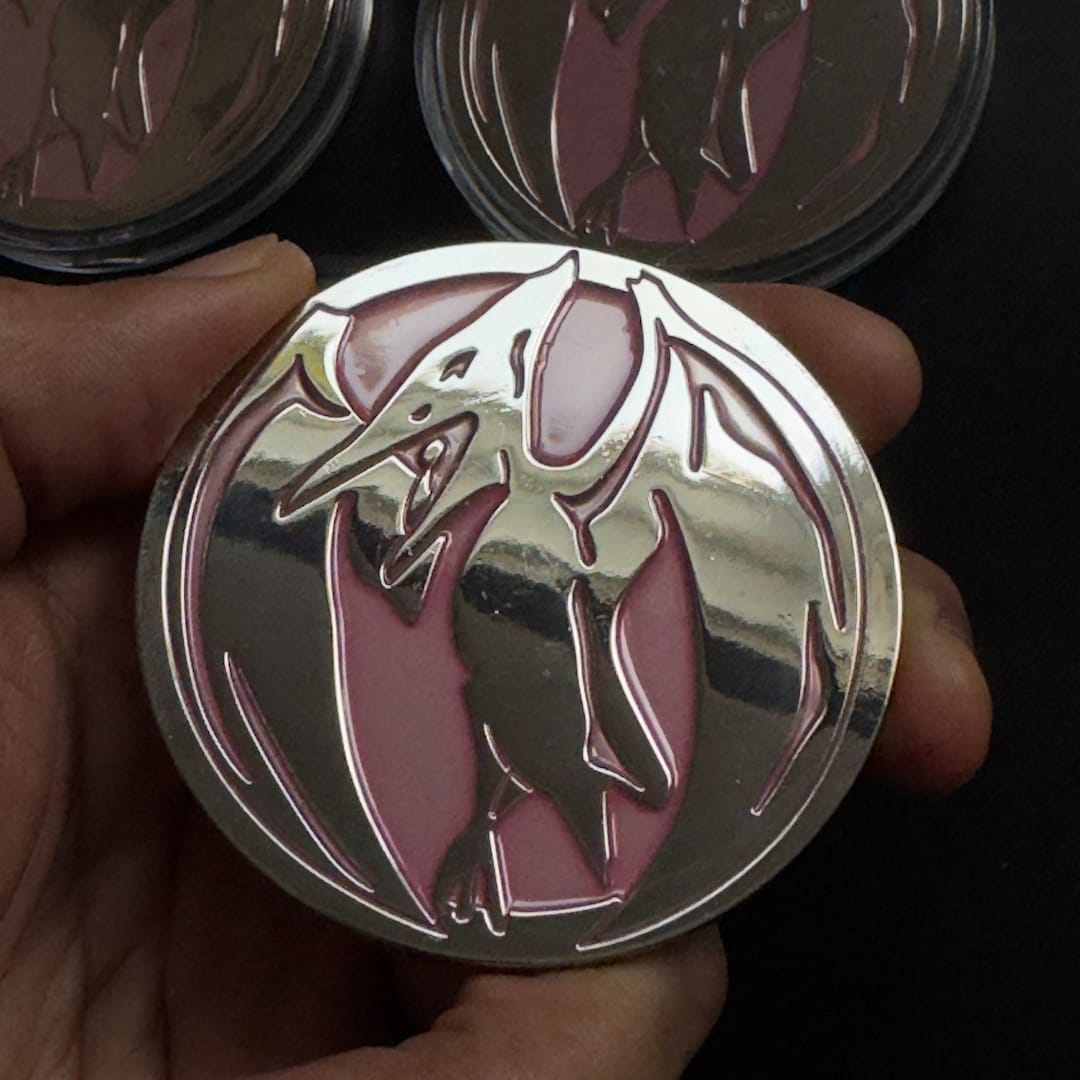 VARIANT Pink Ptera Solid Metal Challenge Power Coin 2.5 Inches Diameter ...