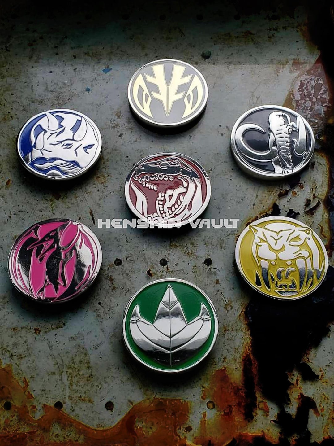 Power Rangers 7 Metal Power Challenge Coins Gift Set of Power Rangers ...