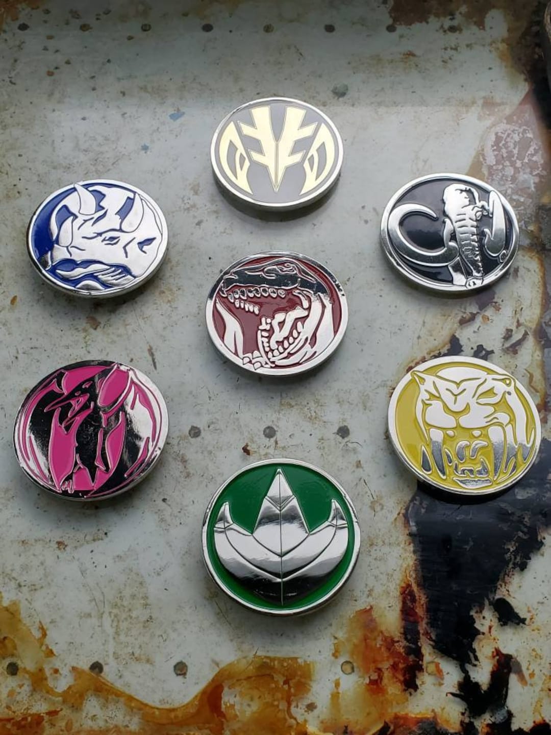Power Rangers 7 Metal Power Challenge Coins Gift Set of Power Rangers ...