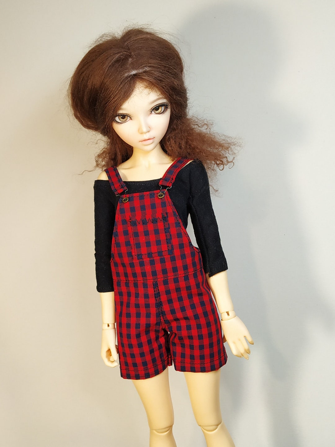 Minifee Great Overalls Dungarees Onesies Red Black Checkered Print and ...