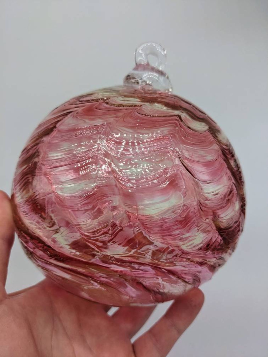 Cranberry and Vaseline Glass Window Ornament With Scallop Pattern - Etsy