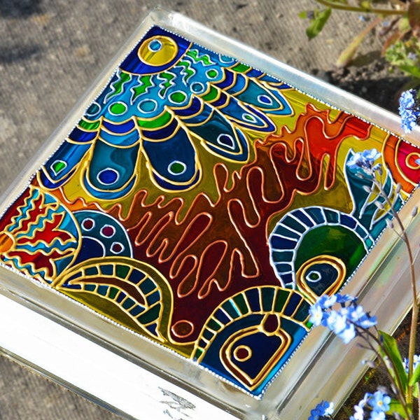 Painted Glass Blocks - Etsy