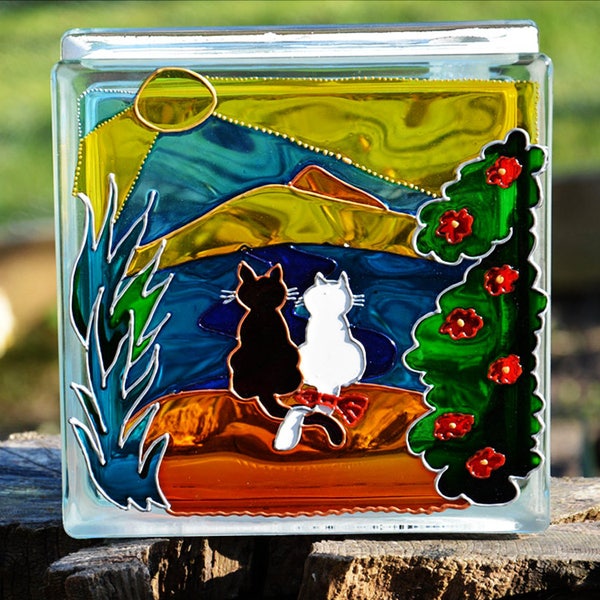 Hand Painted Glass Block - Etsy