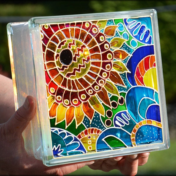 Hand Painted Glass Block - Etsy