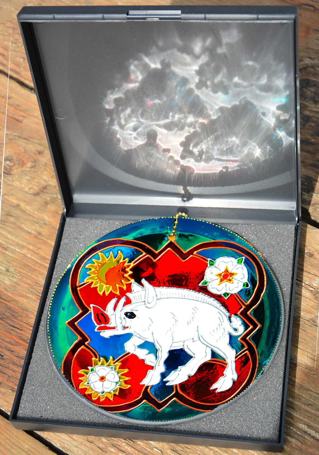 Richard III White Boar Hanging Suncatcher, Ricardian Gift, Hand Painted ...