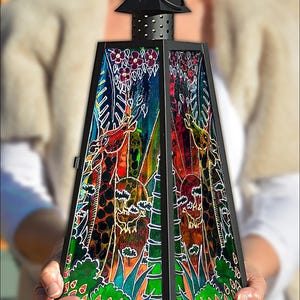 Jungle Giraffes Stained Glass Lantern, Wild Animal Garden Ornament ...