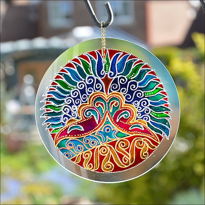 Stained Glass Window Sun Catcher, Hanging Garden Light Catcher, Arts ...