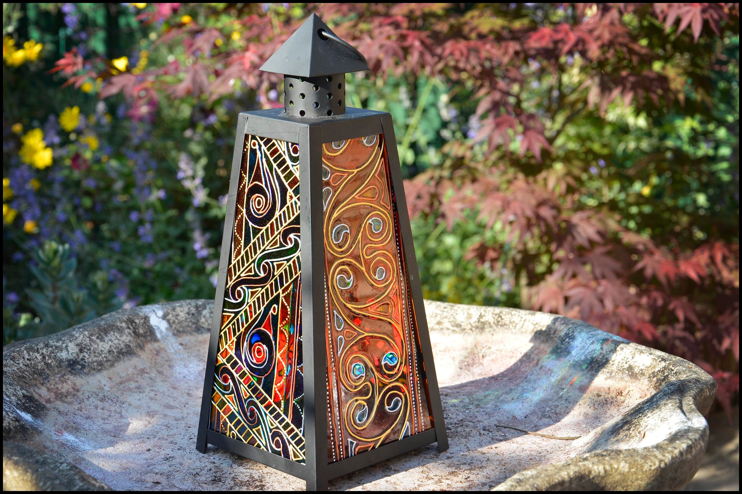 Celtic Knot Candle Lantern Stained Glass Garden Sun Catcher | Etsy