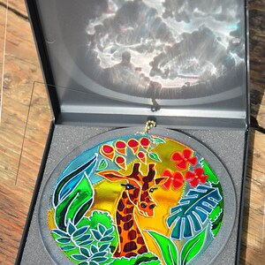 Giraffe Art Jungle Sun Catcher, Giraffes Roundel Window Decor, Hanging ...