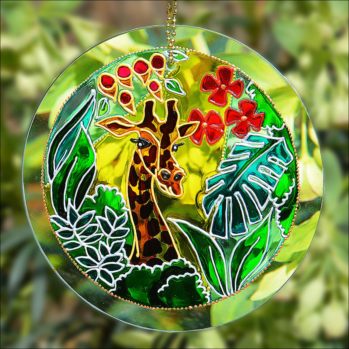 Giraffe Art Jungle Sun Catcher Giraffes Roundel Window Decor | Etsy