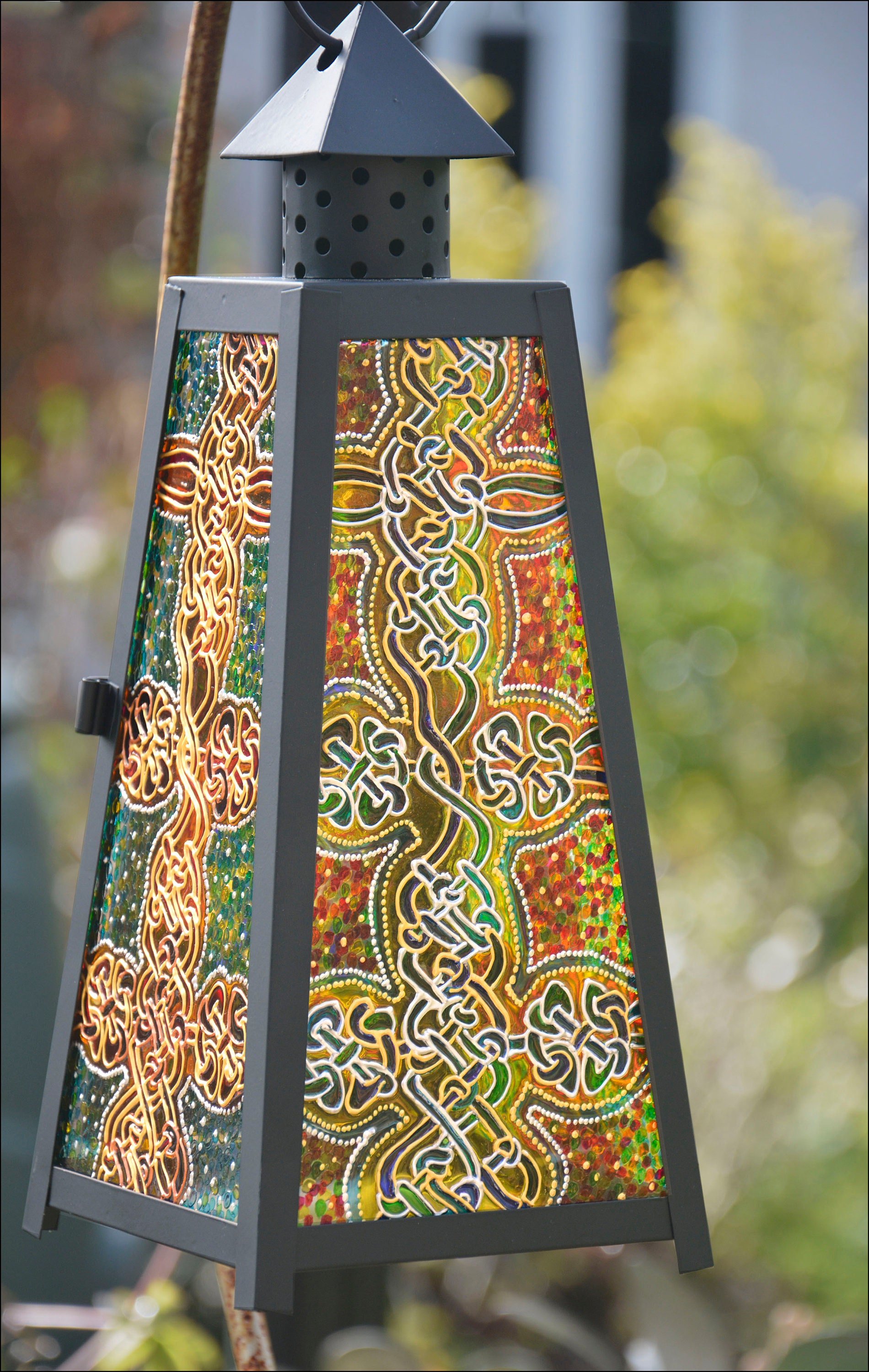 Eternity Knot Stain Glass Candle Lantern Celtic Knots Garden | Etsy