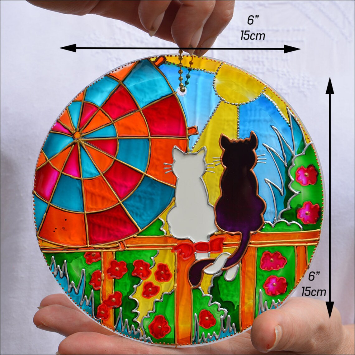 Customised Cat Hanging Sun Catcher Personalised Cats Stained | Etsy