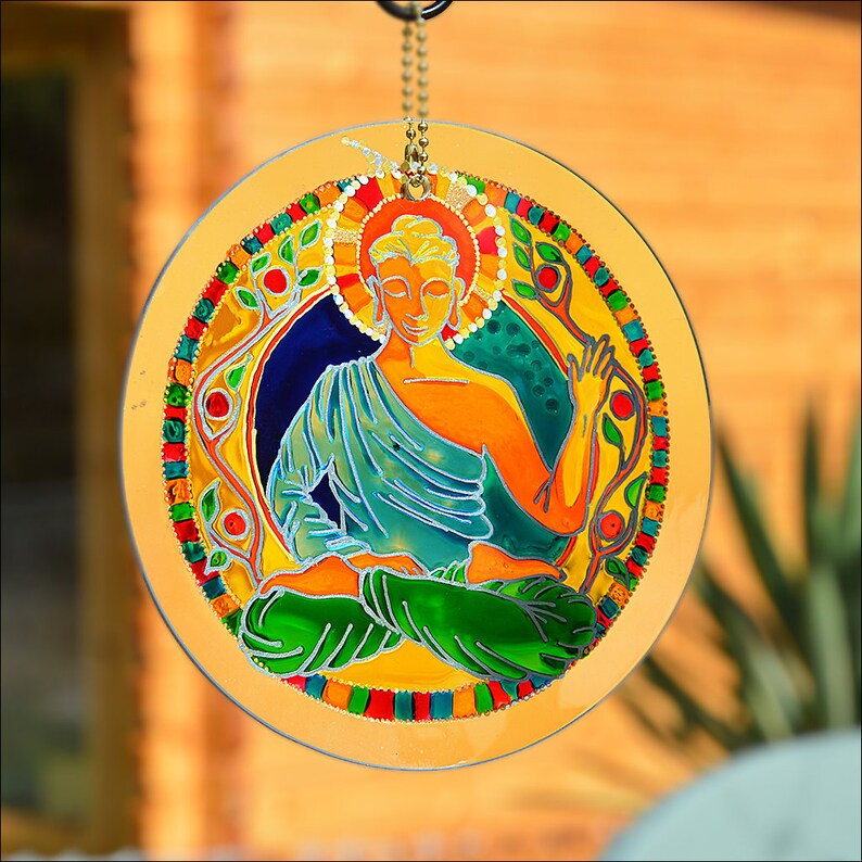 Stained Glass Buddha Wall Art Zen Garden Suncatcher Yoga Art - Etsy