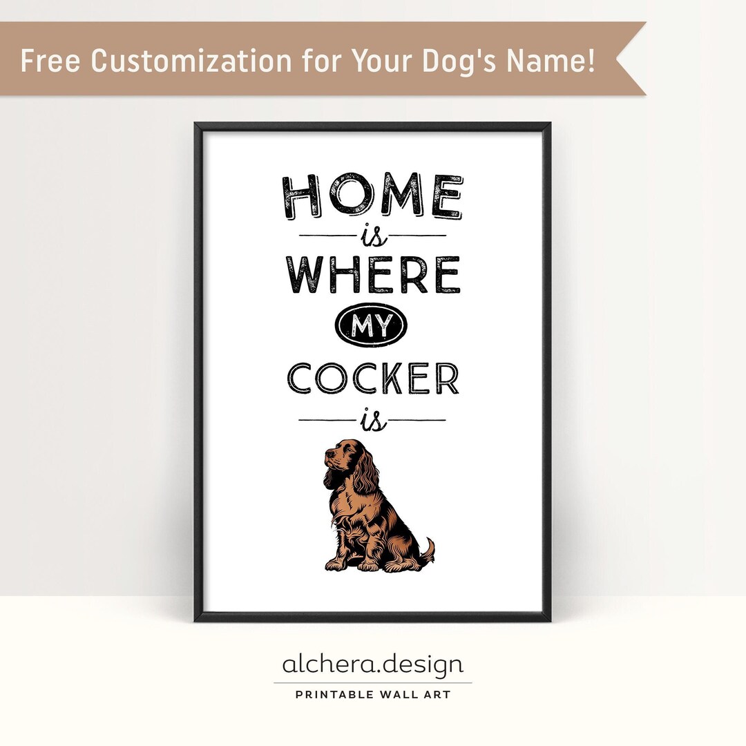Personalized Dog Wall Art, Cocker Spaniel Lover Gift, Customizable Pet ...