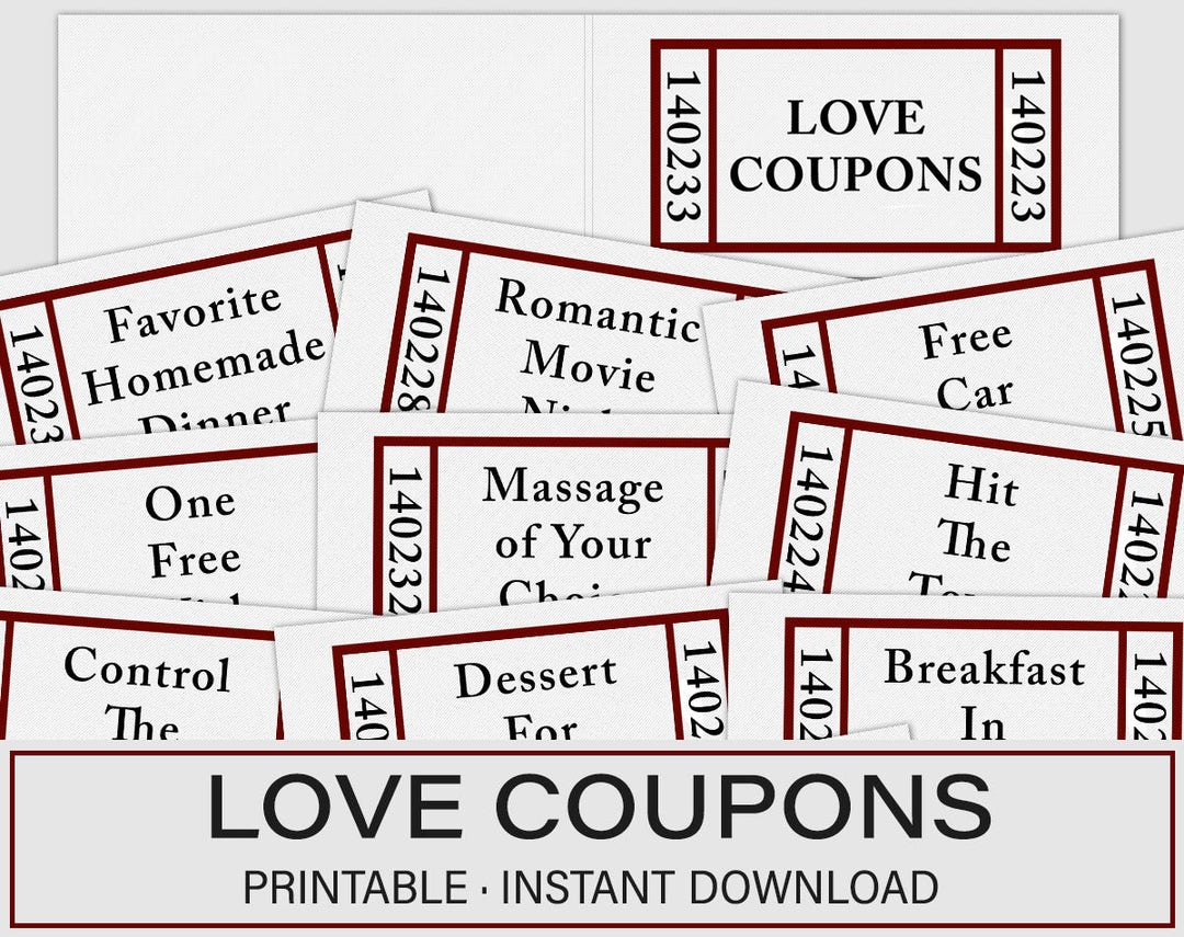 Valentines Day Gift, Love Coupons, Valentines Day Coupons, Last Minute ...