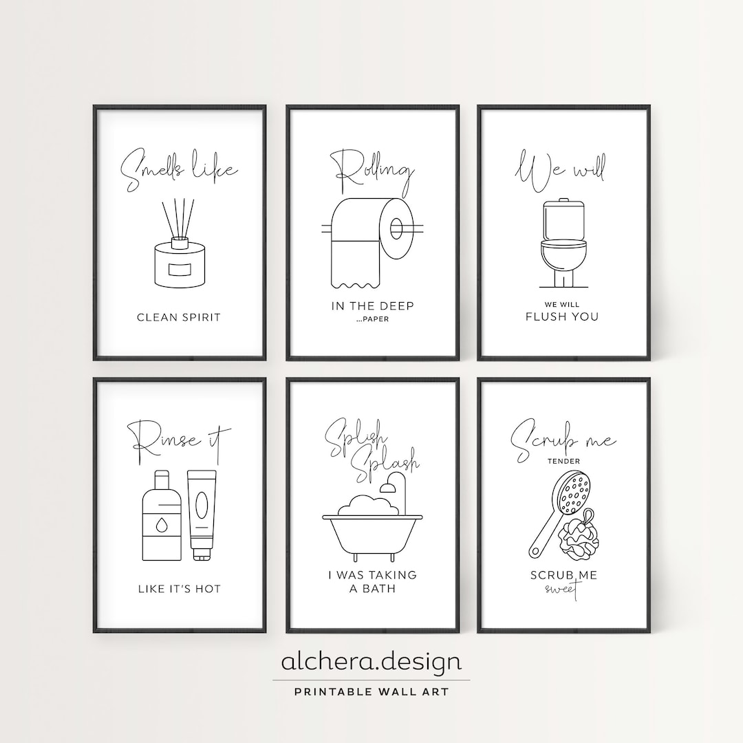 Funny Bathroom Art Prints, Music Puns, Playful Decor (digital Download ...