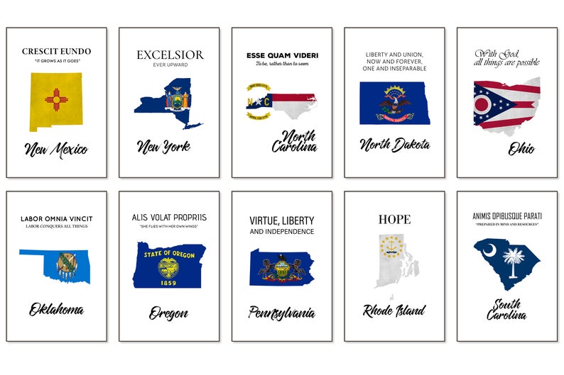 US State Flags Print Collection – Educational Wall Art (digital ...
