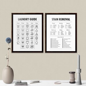 Laundry Room Sign Set, Symbols Guide, Stain Removal Chart (digital ...