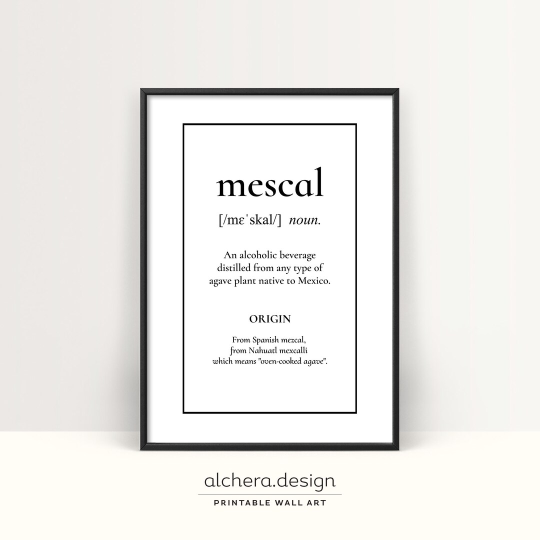 Bar Wall Art, Mescal Print, Alcohol Definition Art, Printable Kitchen ...