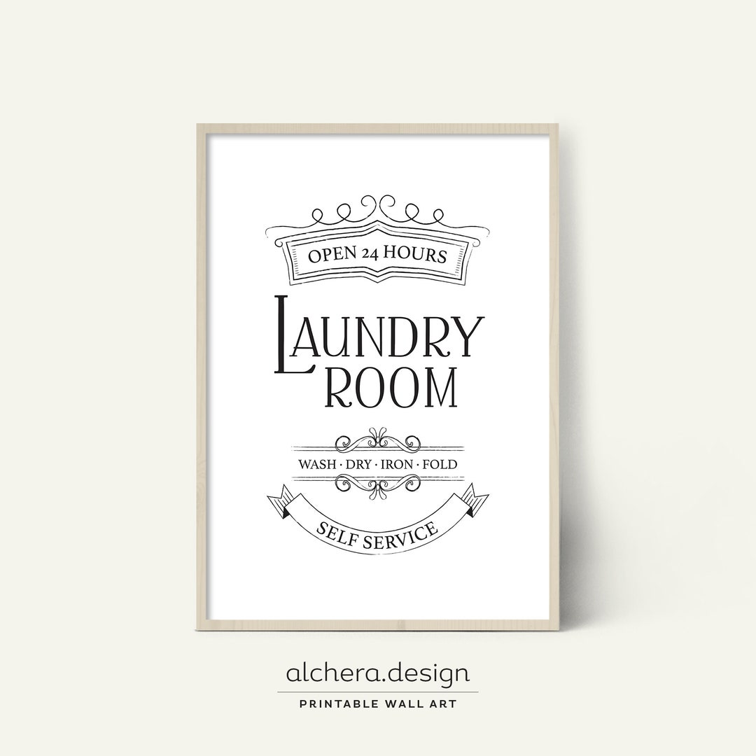 Printable Laundry Sign, Digital Download for Modern Laundry Room Sign ...
