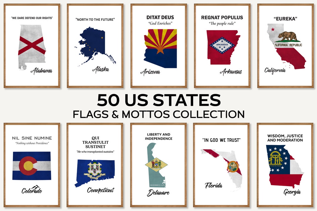 US State Flags Print Collection – Educational Wall Art (digital ...